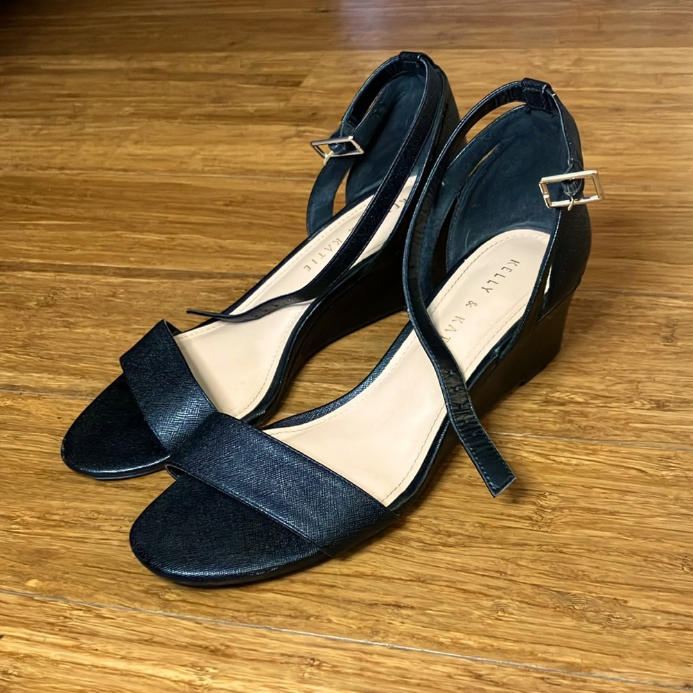 Kelly & Katie Black 2-Inch Wedge Heels - Gem